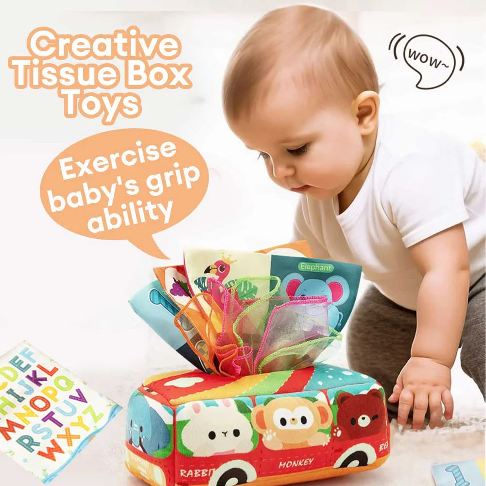 Baby Montessori Cloth Tissue Box Toy, Educational Learning Activity ...