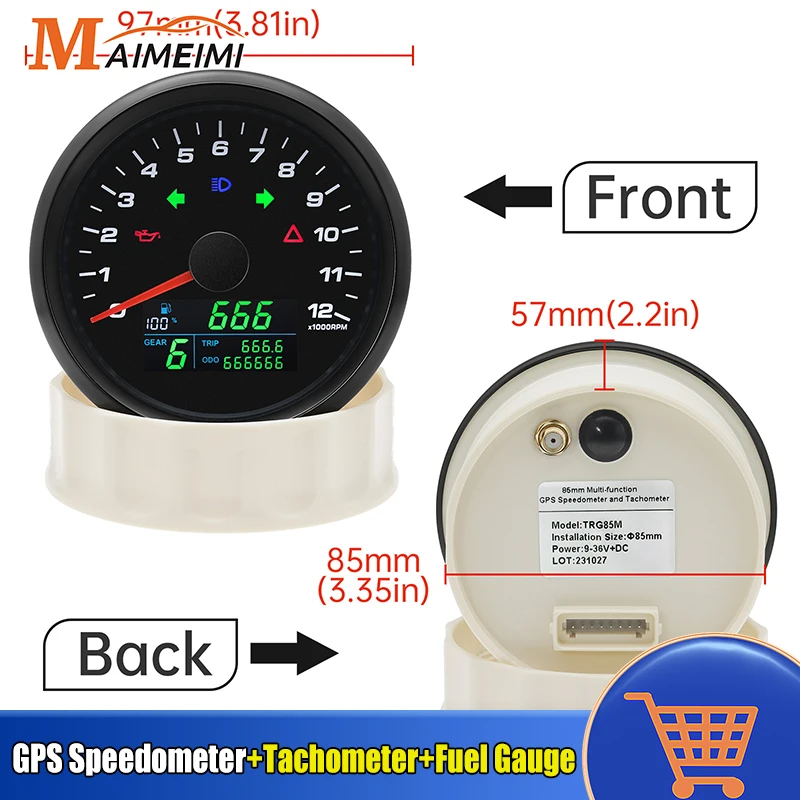 85mm-Gauge-Tachometer-GPS-Speedometer-Fuel-Level-Voltmeter-Speed-Meter ...
