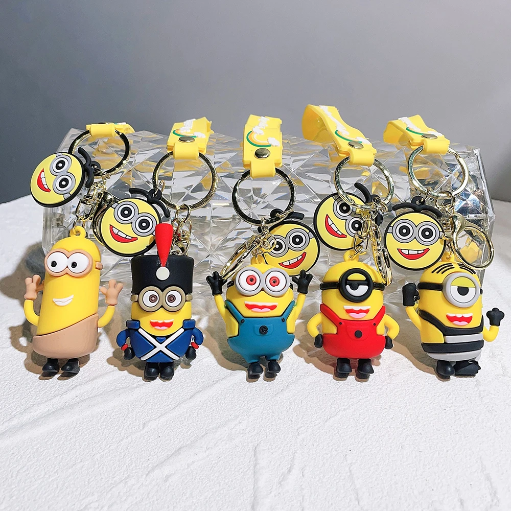 Q Version Despicable Me Minions Pvc Pendant Keychain Kawaii Kevin Bob ...