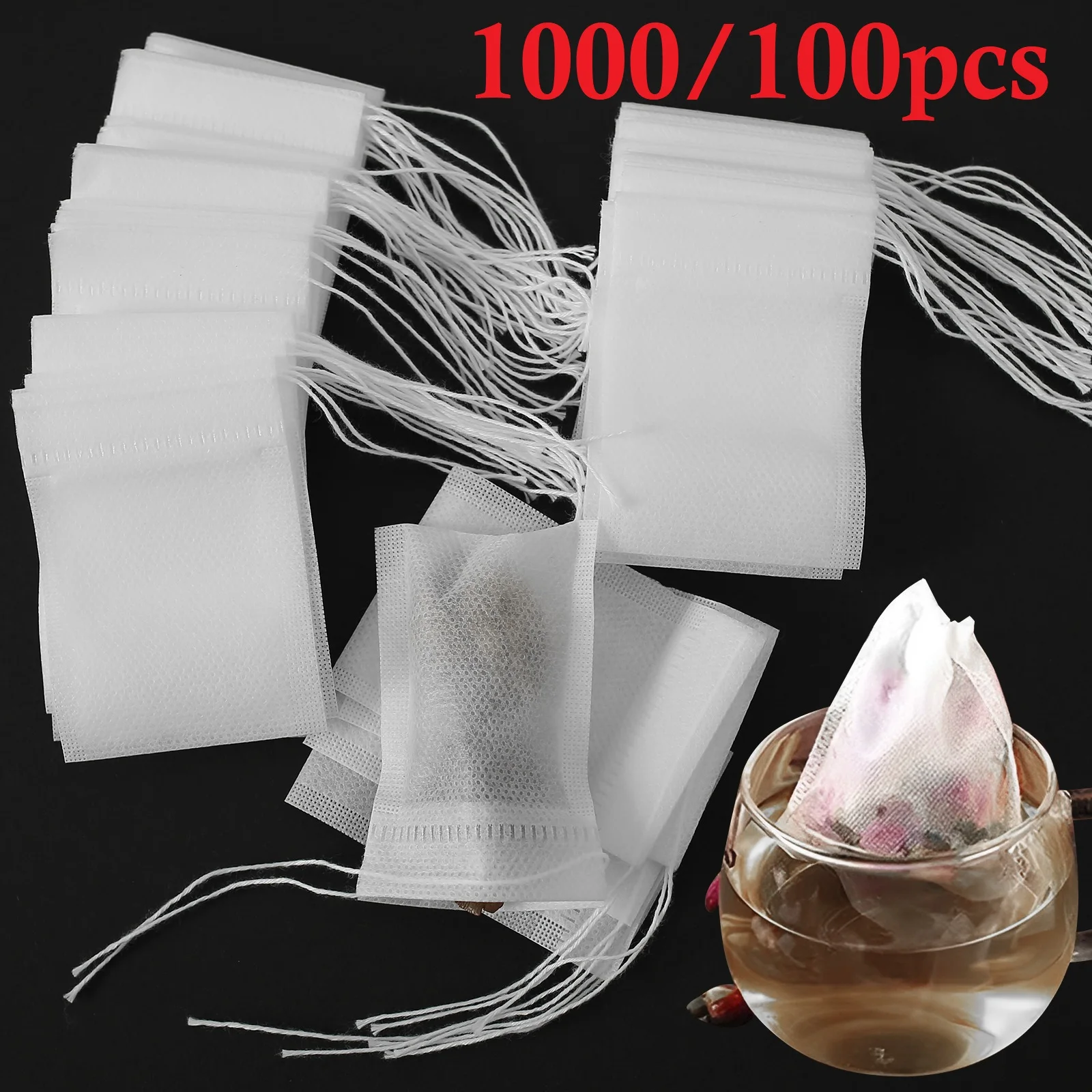 1000/100pcs Disposable Tea Bags Filter Bag Spice Storage Bags Non-woven ...