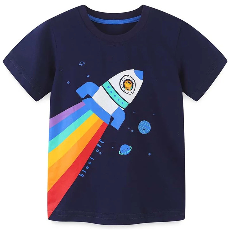 2024-Baby-Boys-Summer-Clothing-Rocket-T-Shirt-Baby-Blue-Cotton-New ...