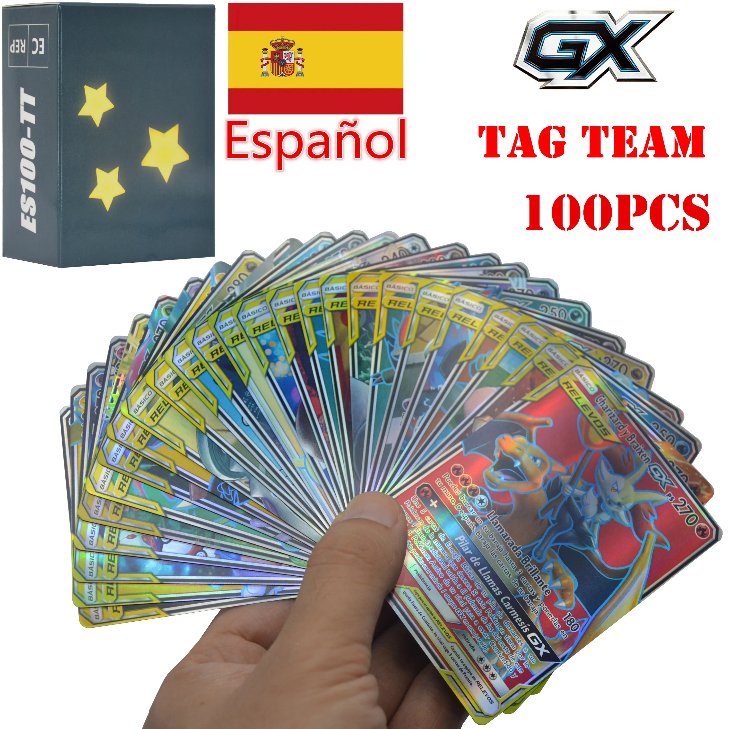 GX-Tag-Team-Pokemon-Espa-ol-Cards-100Pcs-Shining-Game-Spanish-Battle ...