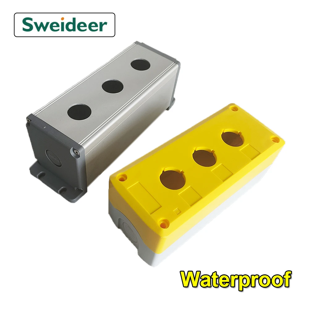 Metal-Plastic-Push-Buttons-Box-3-Hole-Waterproof-Aluminium-Plastic ...