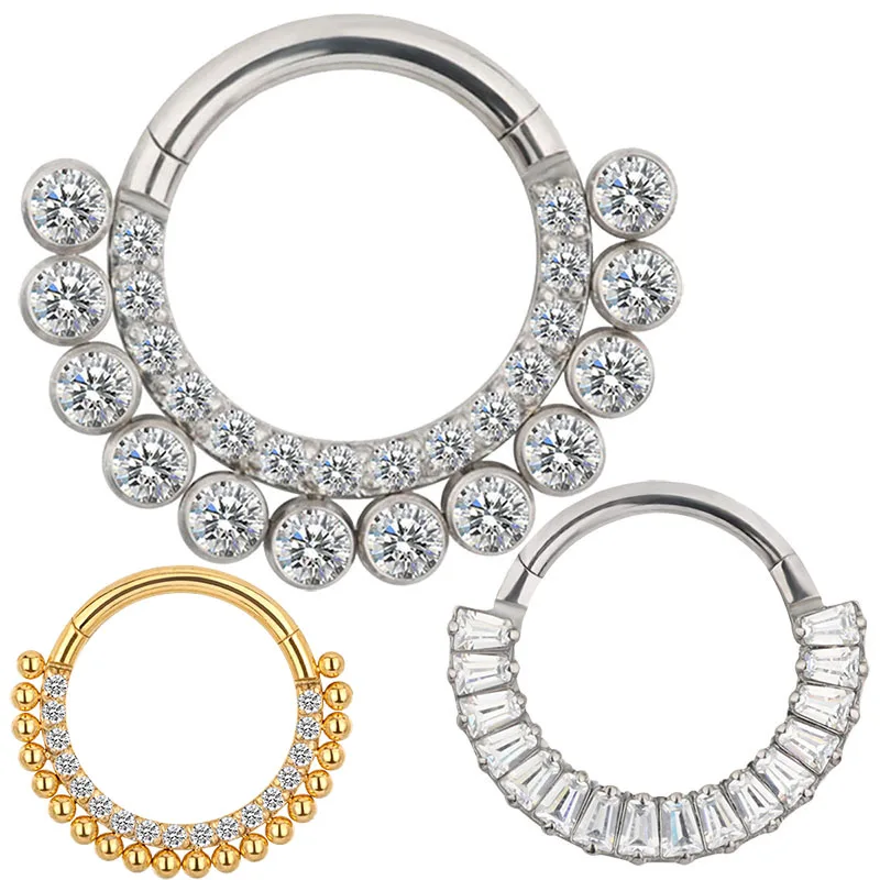 G23 Titanium Ear Nose Pierc Cartilage Earring Earlobe Piercing Cz Paved ...