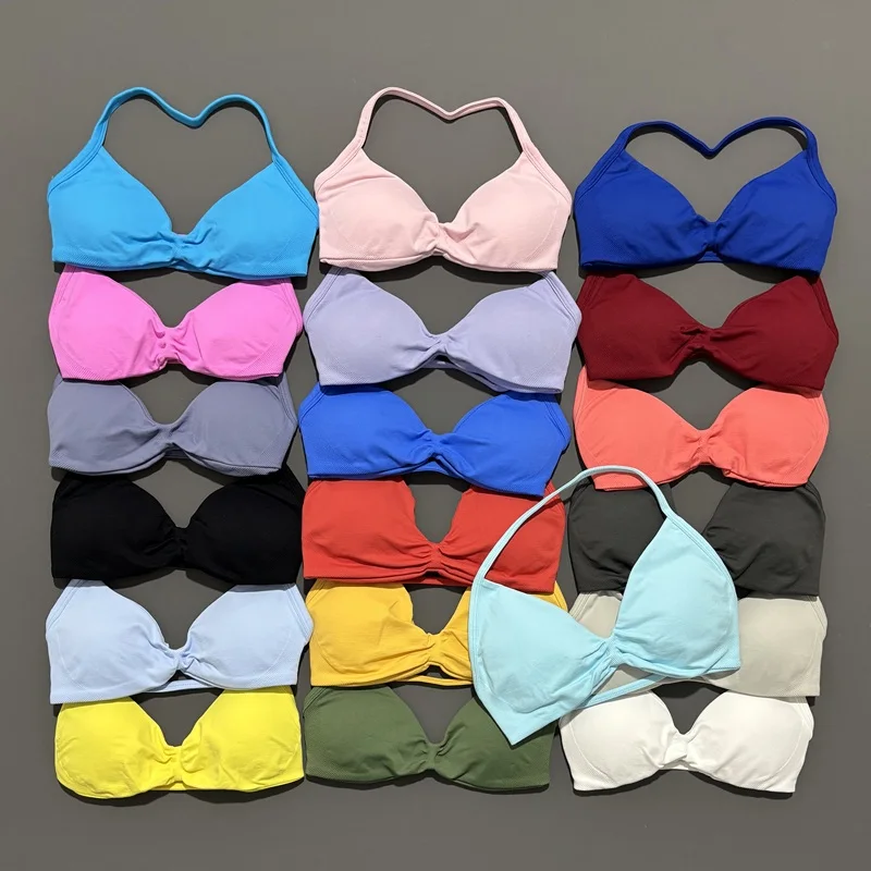 Histello Sports Strappy Bra Women Yoga Tank Bra Seamless High Support ...