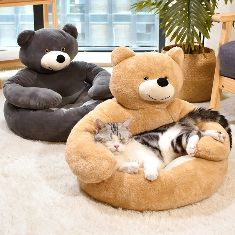 Giant-Plush-Bear-Dog-Bed-Winter-Plush-Medium-Pet-Dog-Bed-Furniture-Cat ...