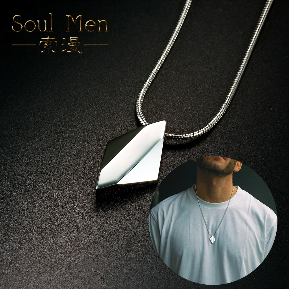 Collar-con-colgante-de-rombos-de-tungsteno-para-hombre-cadena-de-acero ...