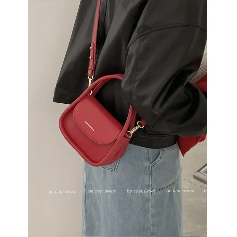 2024-New-Trendy-High-quality-Red-Solid-Color-Women-s-Handbag-Ins ...