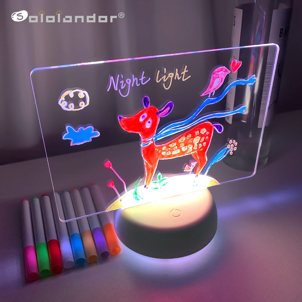 Message-Board-Lamp-With-8-Colors-Erasable-Markers-Rewritable-Light ...