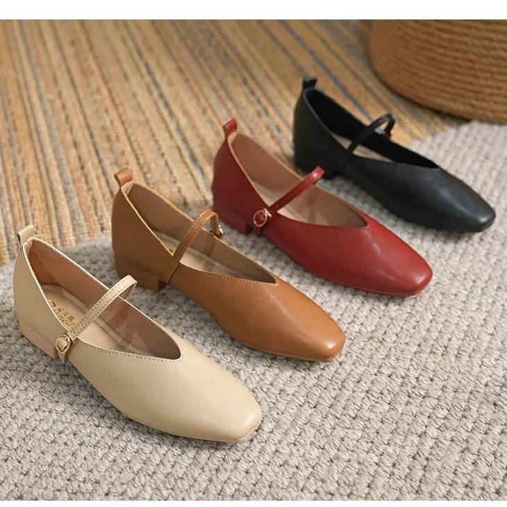 Woman Spring Casual Square Toe Low Soft Soled Shoes Lolita Ballerina ...