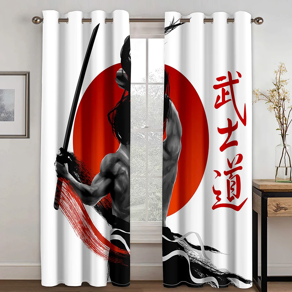 Japaness-Anime-Bushido-Cartoon-Window-Curtains-Blinds-For-Living-Room ...