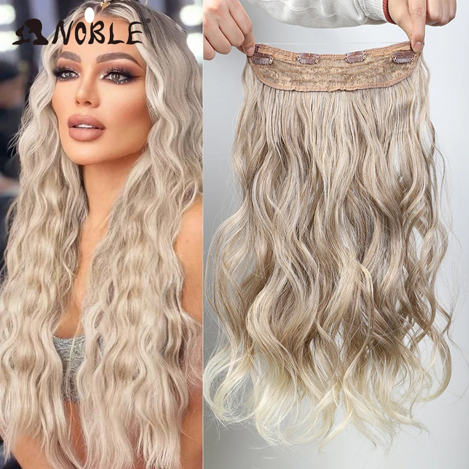 Noble-Hair-Extensions-20-Wave-Synthetic-Clip-Fish-Line-Ombre-Blonde-One ...