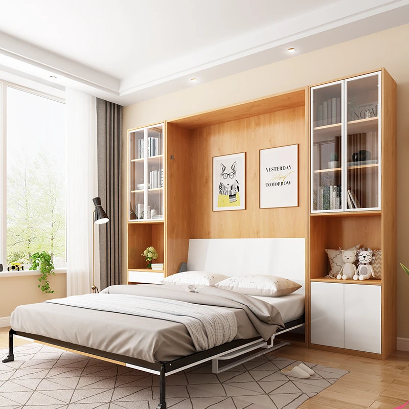 Opvouwbare-Bedkast-Onzichtbaar-Bed-Boekenkast-Ge-ntegreerd ...