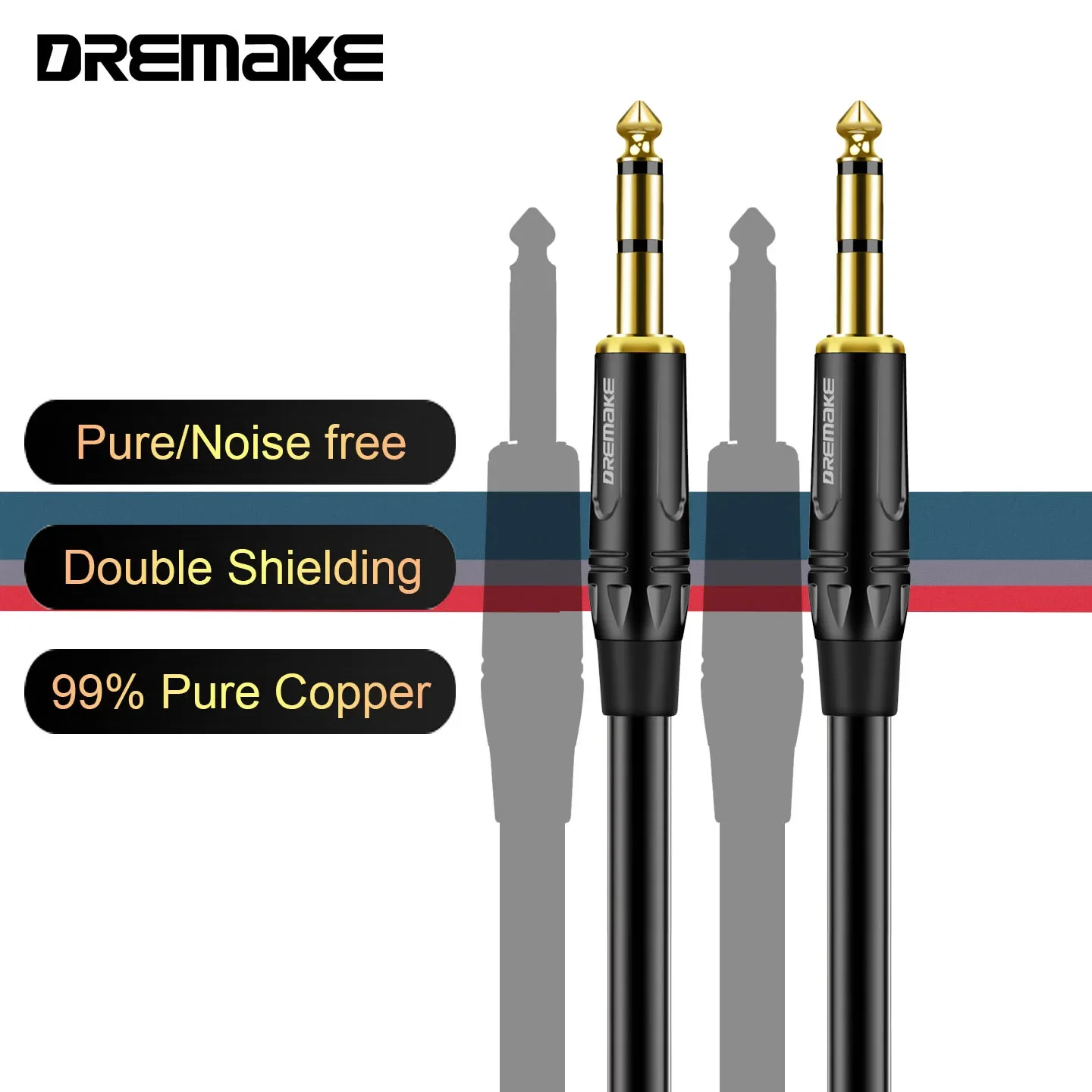 DREMAKE-TRS-6-5mm-Guitar-Audio-Cable-Male-To-Male-1-4inch-Stereo-Cables ...