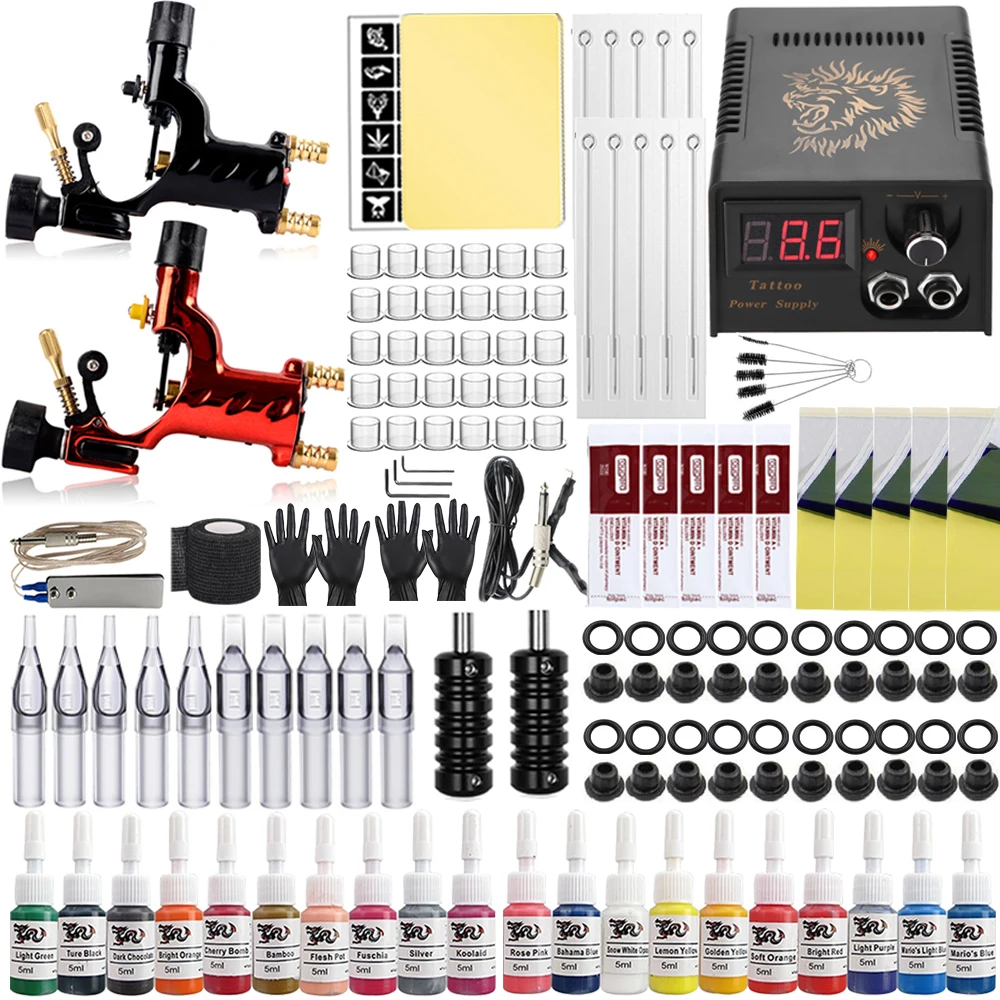 Complete-Rotary-Tattoo-Machine-Kit-Tattoo-Gun-Set-with-Power-Supply-Ink ...