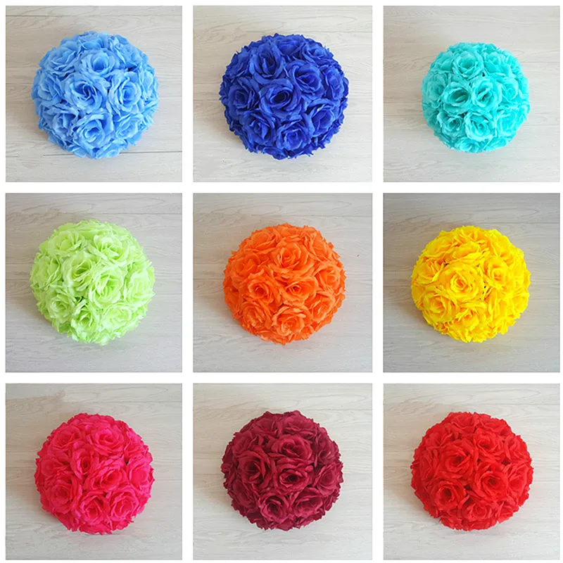 1PC Round Hanging Decorative Flower Ball Centerpieces Silk Rose Wedding ...