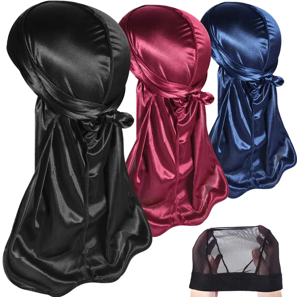 3 Pcs Silky Durag Headwraps Durag for Men Women With Free Waves Cap ...
