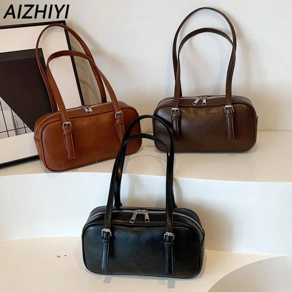 Women-PU-Shoulder-Bag-Fashion-Underarm-Bag-Solid-Color-Stylish-Armpit ...