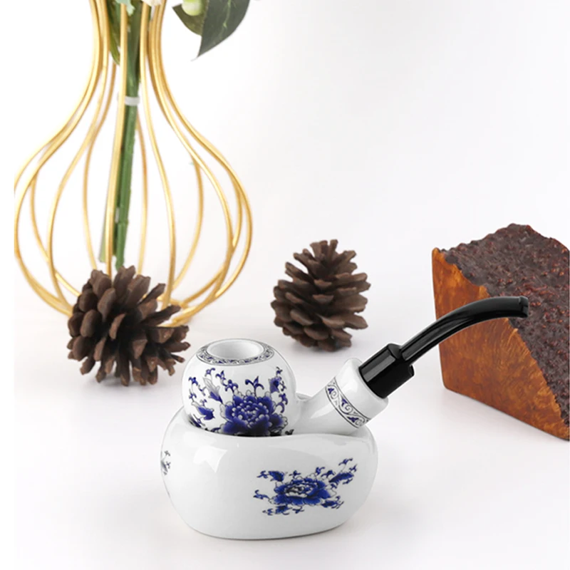 Classic-China-Blue-And-White-Porcelain-Tube-Ceramic-Clay-Smoking-Tube ...