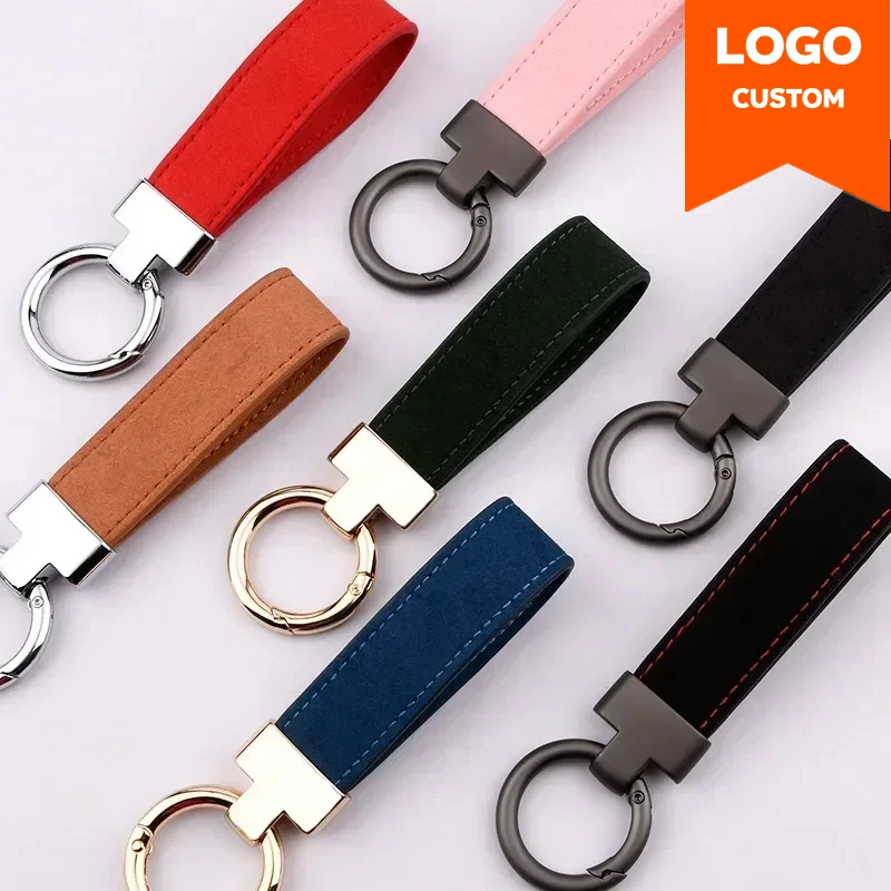 Custom Logo Suede Leather Keychain for Men and Women Car Logo Metal Key ...