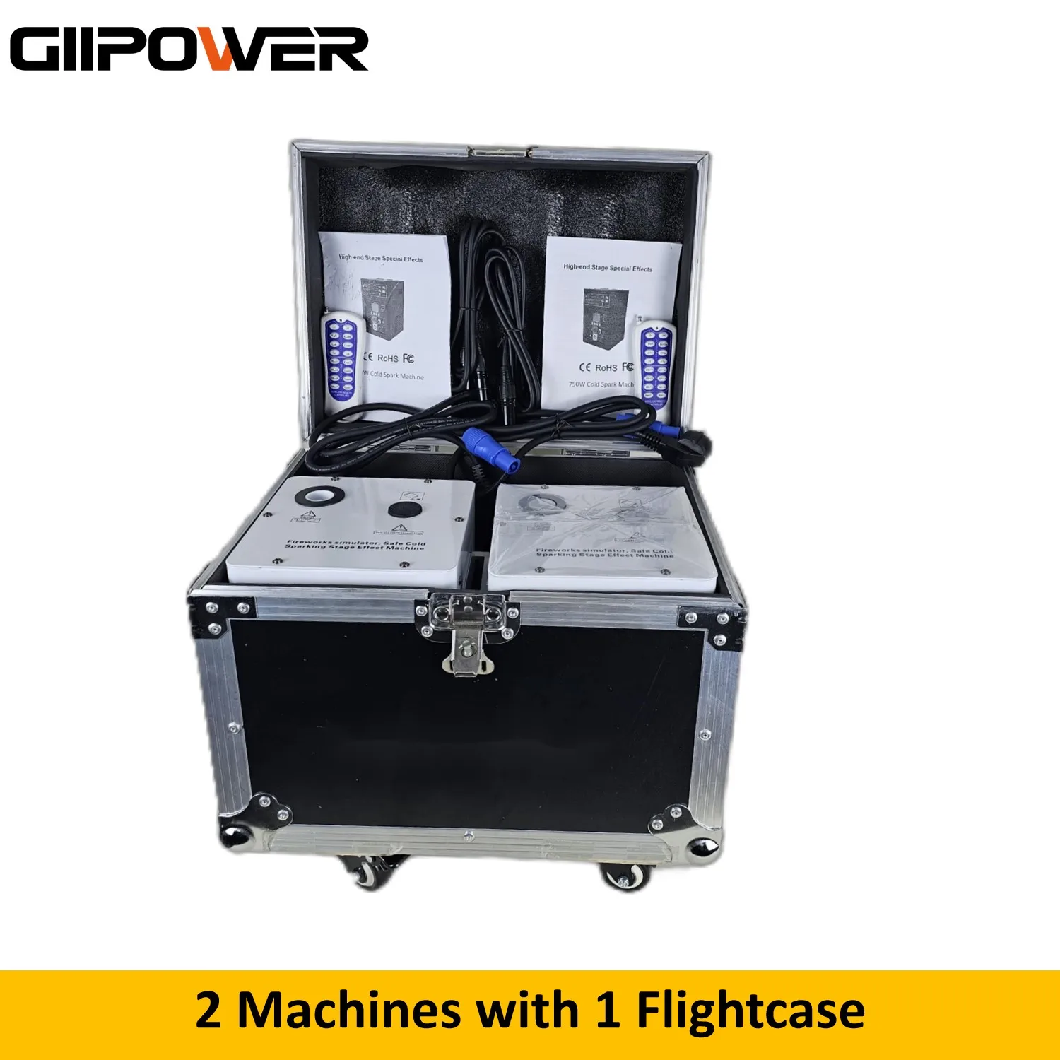 2pcs-750W-Cold-Spark-Machine-With-Flight-case-Ti-Powder-Firework ...