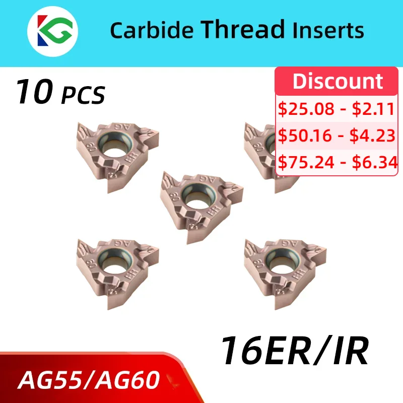 10pcs-16Er-Ag60-Ag55-16Ir-Carbide-Inserts-Turning-General-Pitch-Thread ...