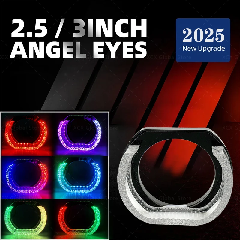 1PCS 2.5/3Inch LED Angel Eyes Shrouds 7D Crystal DRL Covers With Scan ...