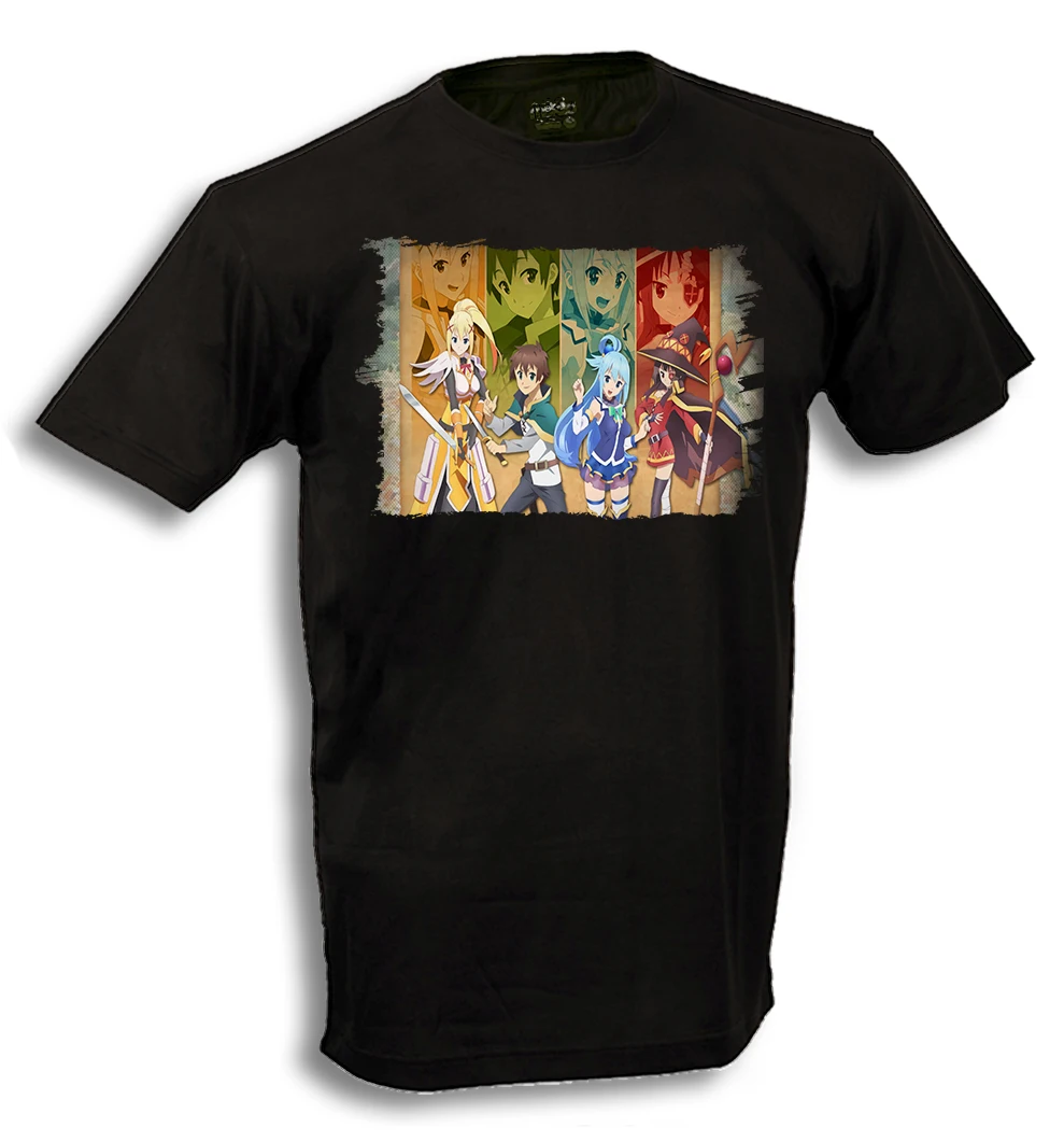 MERCHANDMANIA-T-shirt-black-konosuba-characters-series-isekai-clothing ...