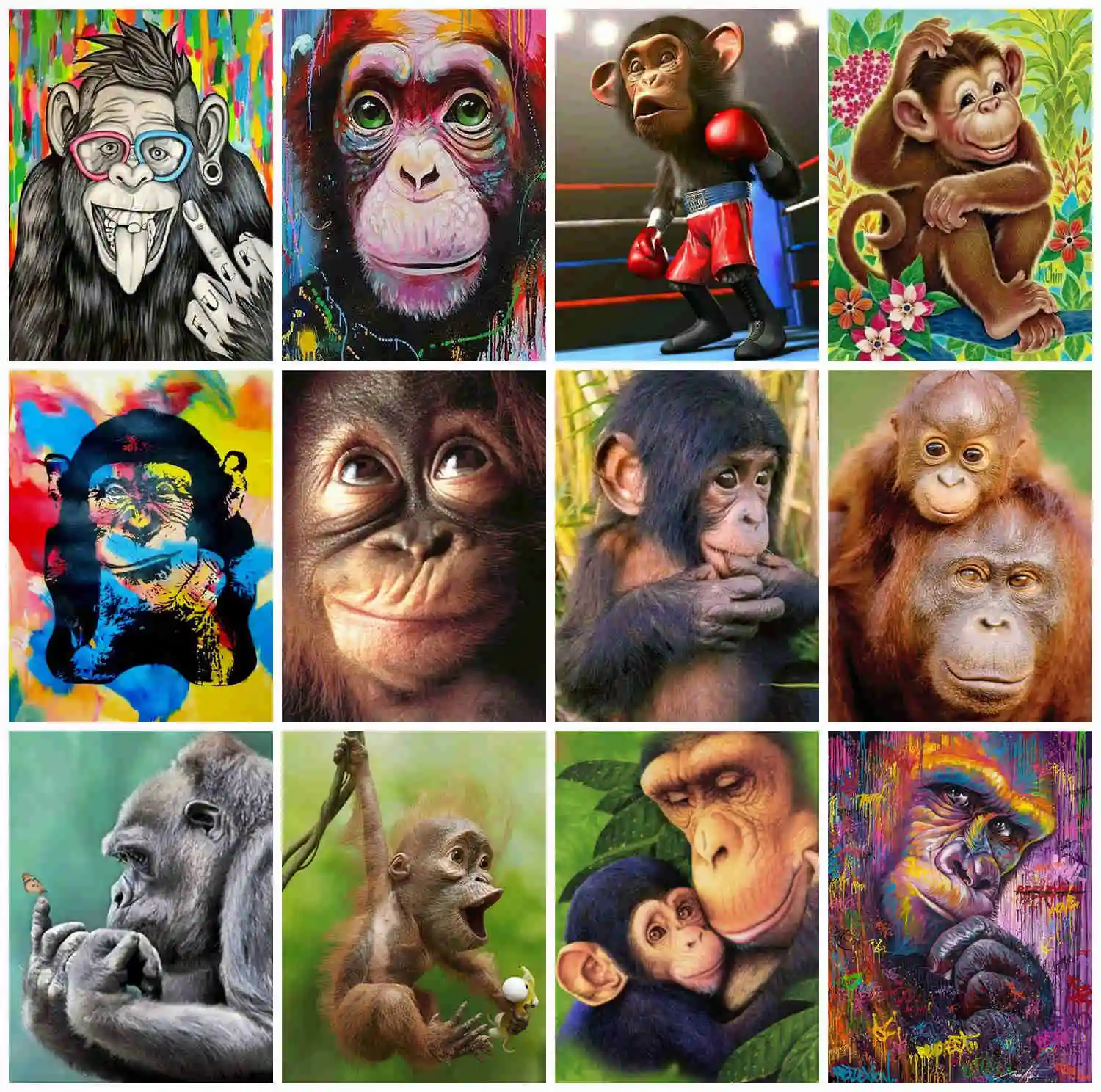 Diamond Painting Full Square Monkey | Diamond Painting Full Drill ...