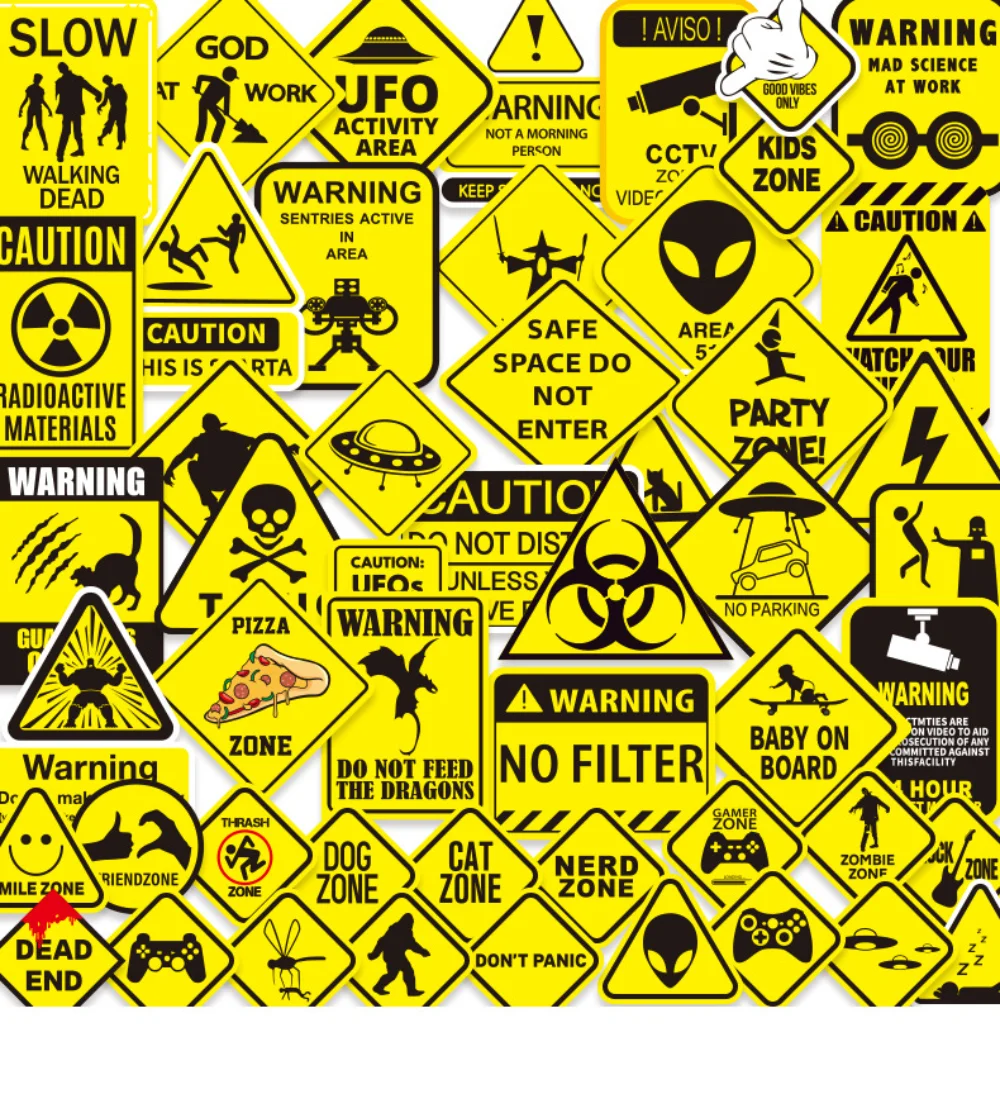 10-50pcs-Funny-Warning-Stickers-Danger-Banning-Sign-Viny-Decal-Car ...