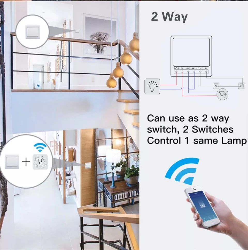 Tuya 16A 20A WiFi Smart Switch Module with RF 433Mhz 2 Way Control ...