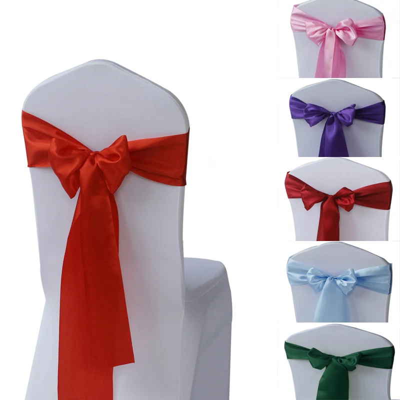50pcs/100pcs Satin Chair Bow Ribbon Chair Ties For Home Hotel Party ...