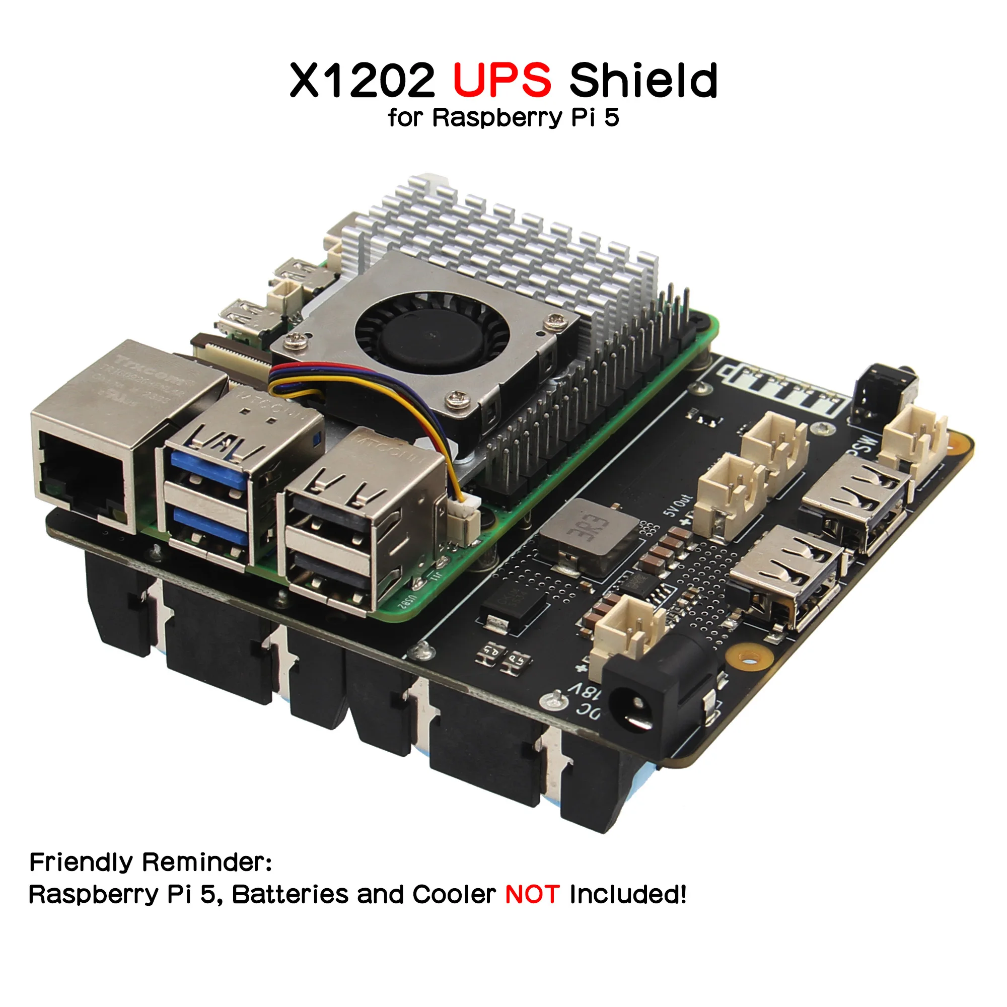 X1202-V1-1-UPS-HAT-Power-Management-board-4-cell-18650-battery-holder ...