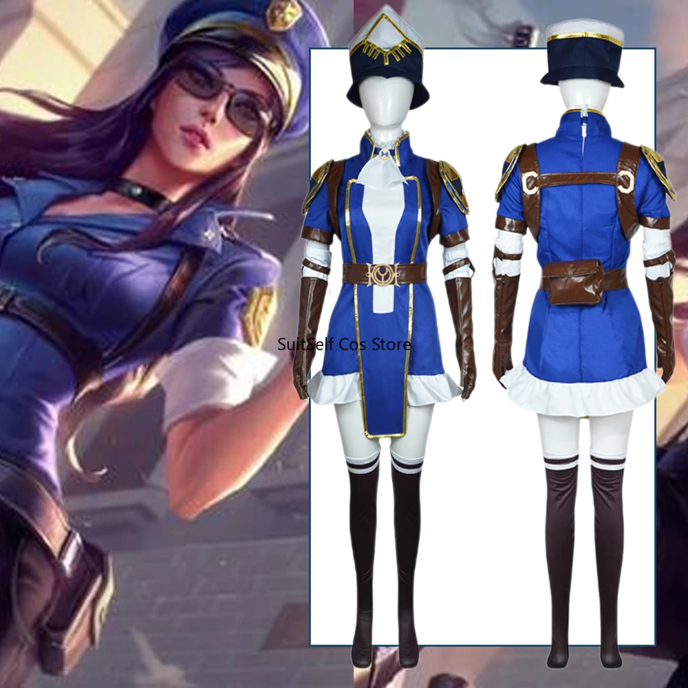 LOL-Caitlyn-Kiramman-Cosplay-Costume-Blue-Outfits-The-Sheriff-Of ...