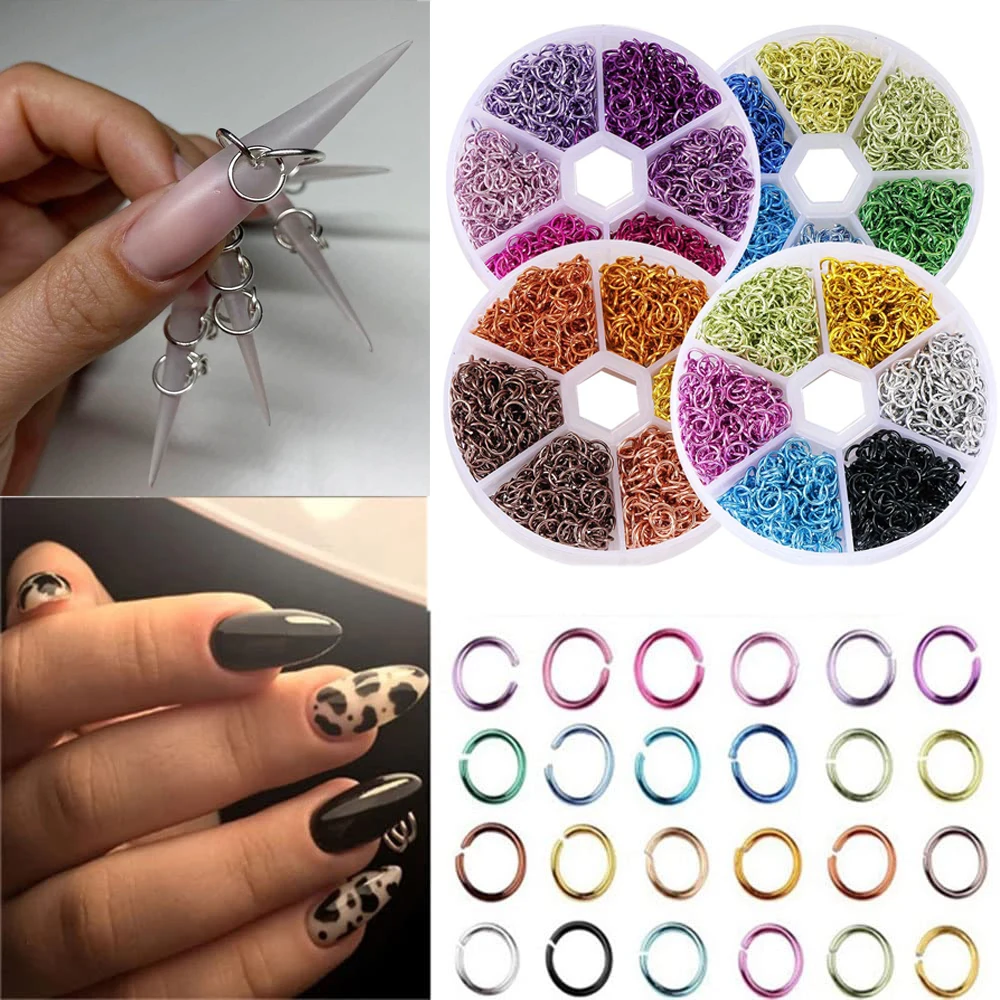 1-Box-Piercing-Dangle-Nails-Rings-Charms-1000pc-Mix-Color-Open-Single ...