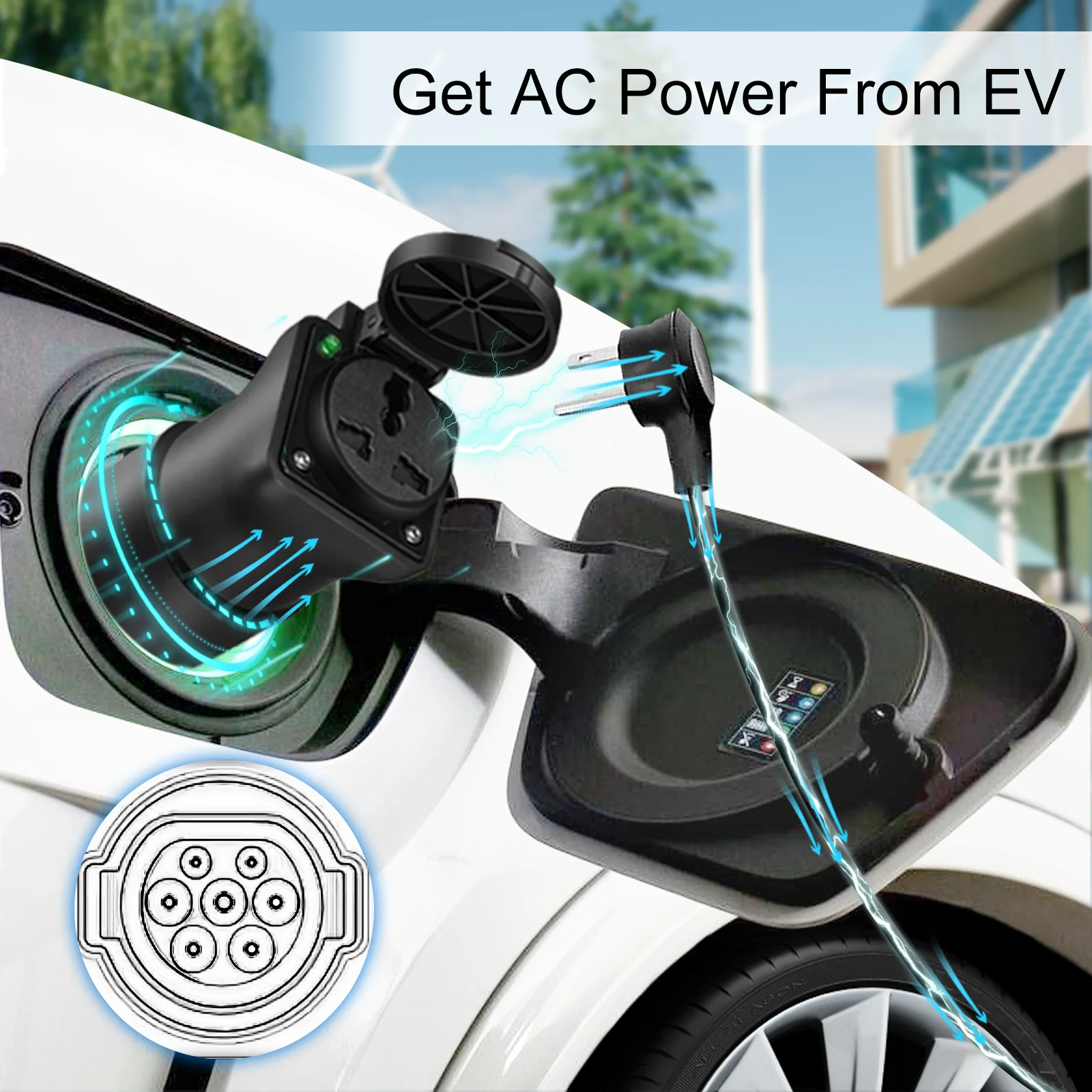 V2L Type2 Car Adapter EV Discharger MG ZS MG4 MG5 Discharge V2L Vehicle ...