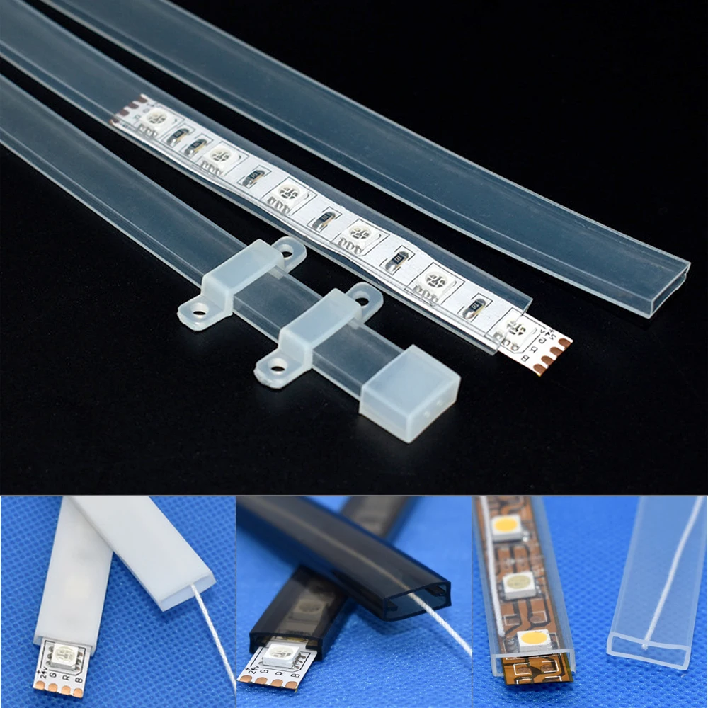 0.5m-10m Transparent/Milky White/Black LED Silicone Tube Waterproof ...