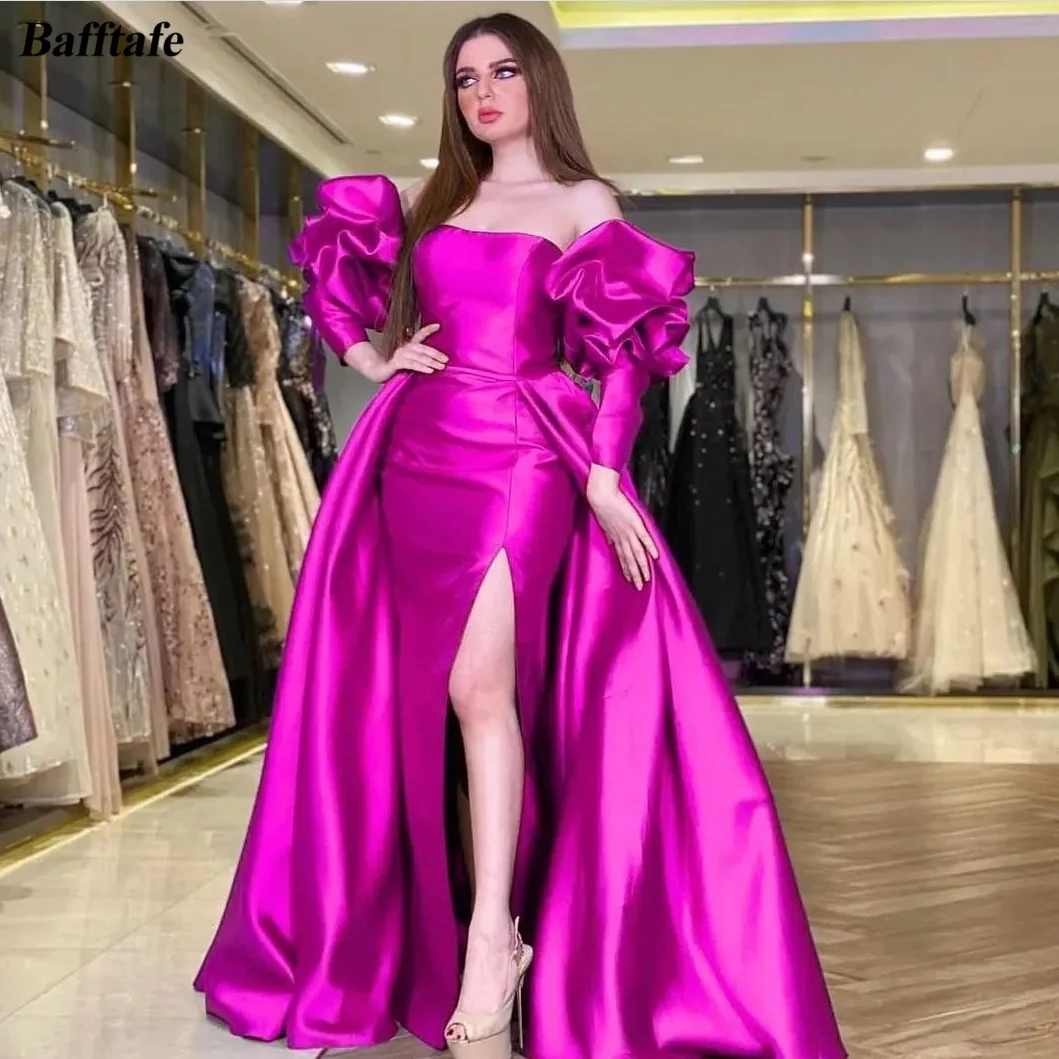 Mermaid-Satin-Long-Sleeves-Evening-Dresses-Arabia-Side-Split-Dubai-Prom ...