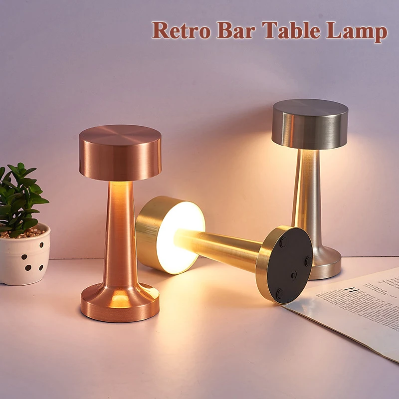 Retro Bar Table Lamp Dimmable USB Rechargeable Touch Led Desk Lamp ...