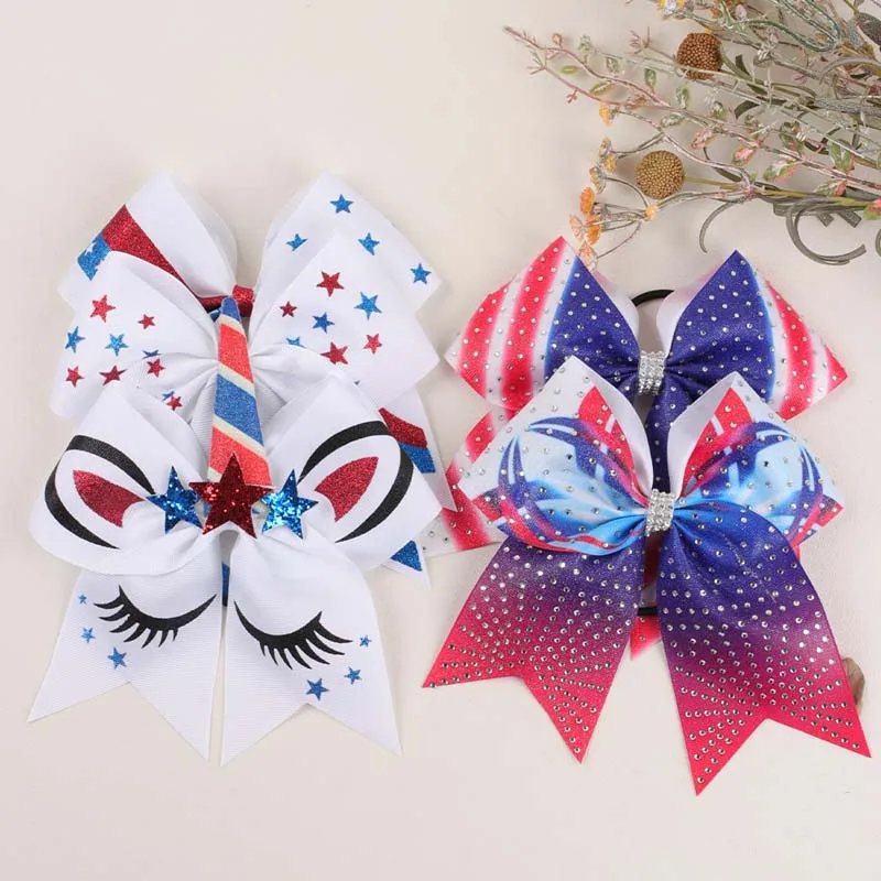 American Flag Cheer Bow