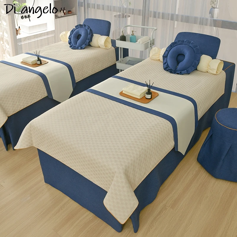 Beauty-Salon-Bedding-Sets-Massage-Spa-Use-Pink-Blue-Linens-Bed-Skirt ...