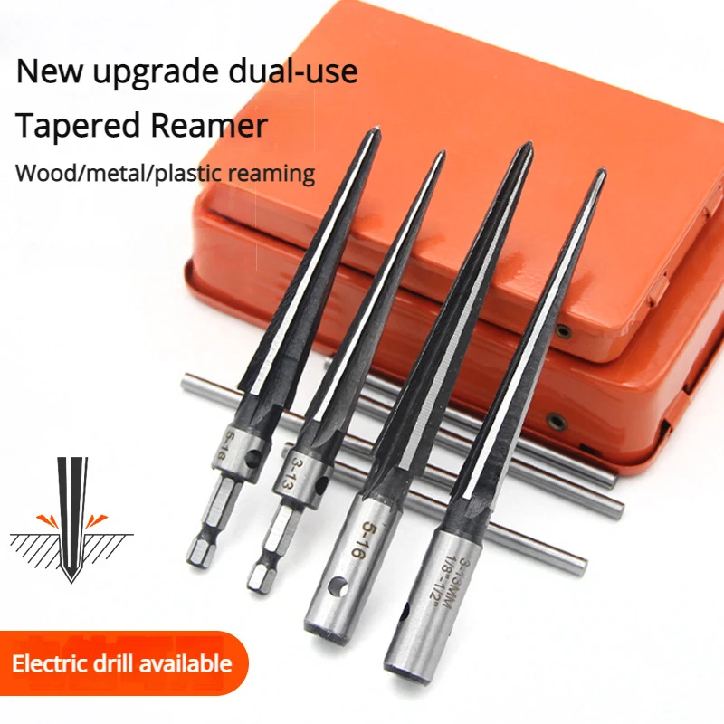 Electric-Manual-Drill-Hand-Taper-Reamer-Kit-Bit-Deburring-Enlarge-Pin ...