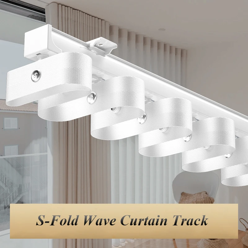 S Fold Wave Curtain track Super Thick Straight Curved Tracks Manual ...