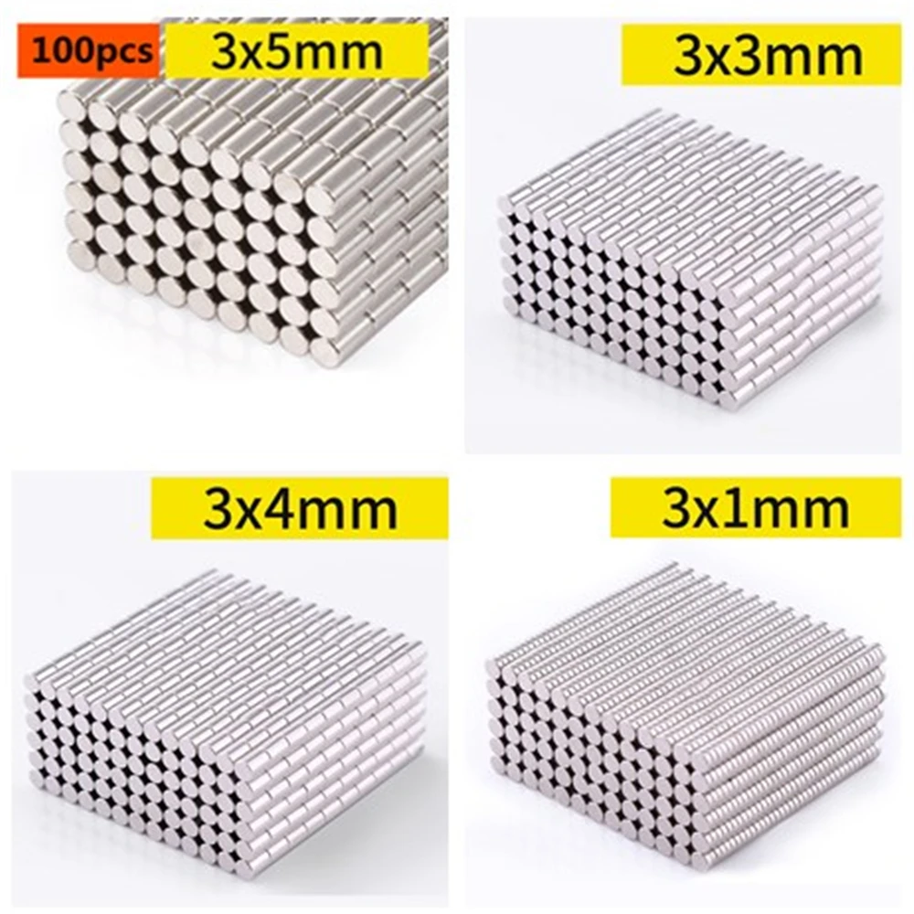 100Pcs Mini Small N35 Round Magnet 3x1 3x1.5 3x2 3x4 3x5 3x10 mm ...