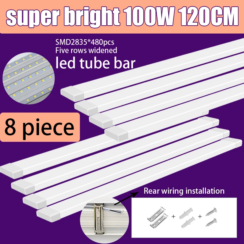 120CM Led Lights Tube Garage LED Lamp Tube 100W Super Bright Workshop ...