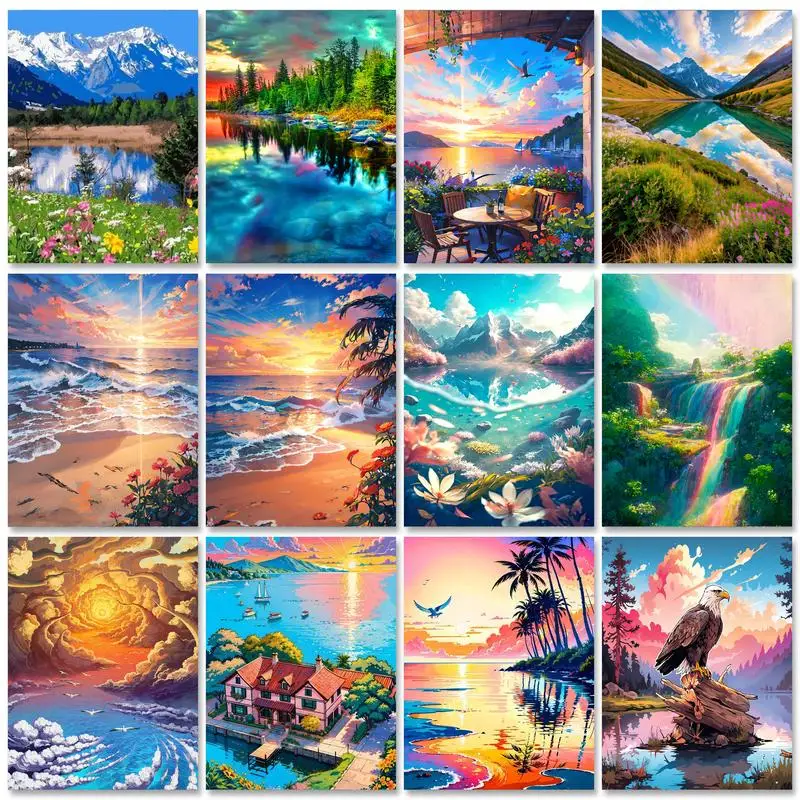 GATYZTORY-Paint-By-Numbers-Landscapes-Acrylic-Drawing-Canvas-Oil ...