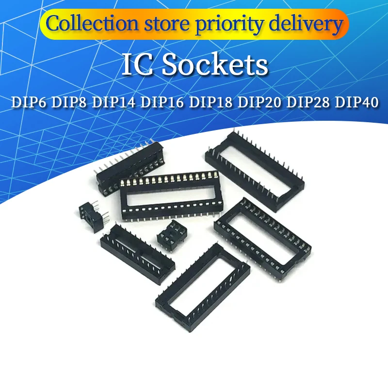 10PCS-IC-Sockets-DIP6-DIP8-DIP14-DIP16-DIP18-DIP20-DIP28-DIP40-pins ...
