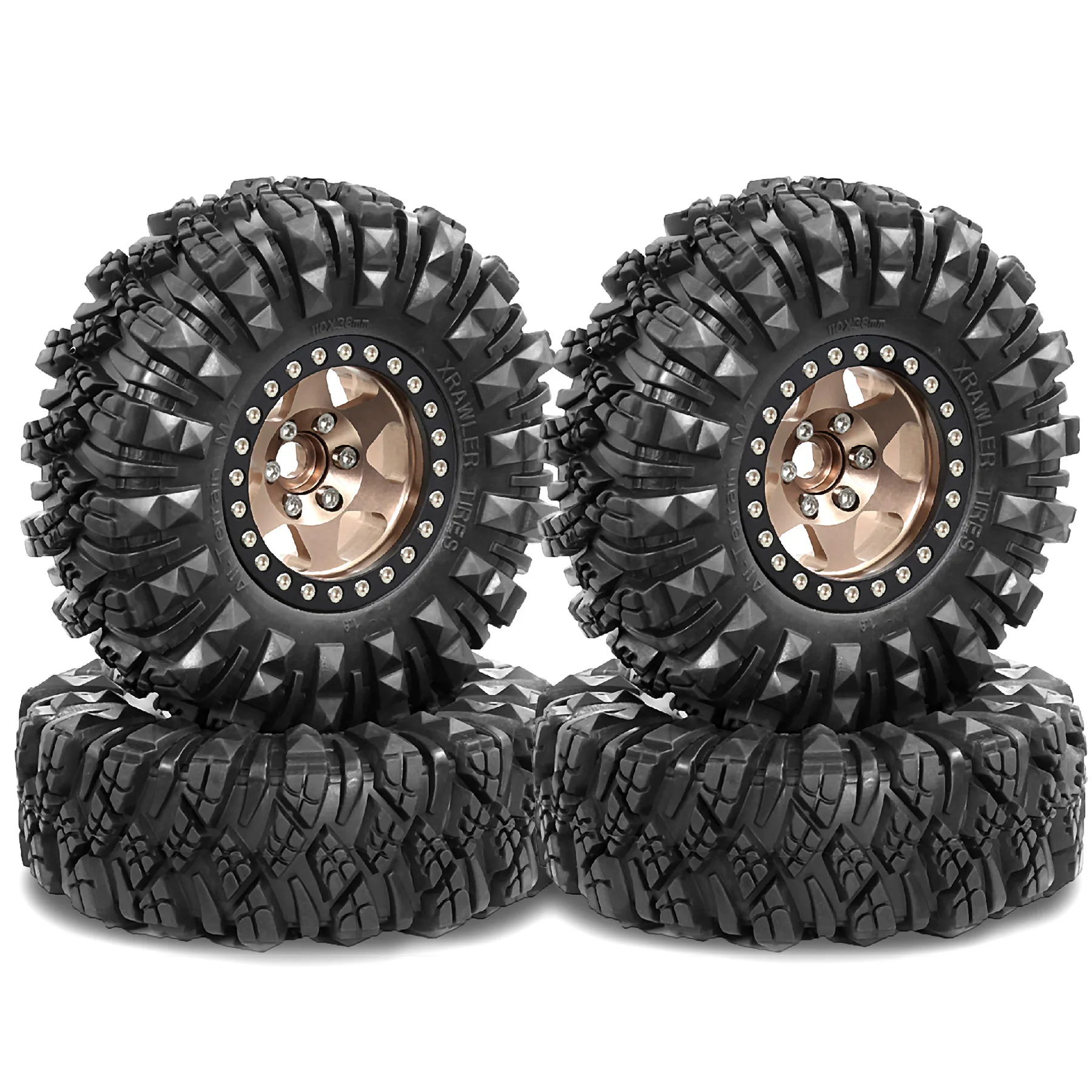 Aluminum 1.9 Beadlock Wheels and Tires for 1/10 SCX10 AXI03007 SCX10 ...