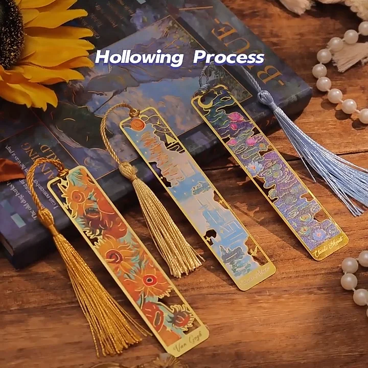 Creative Retro Metal Floral Glimpse Bookmarks Famous Painting Handbook ...