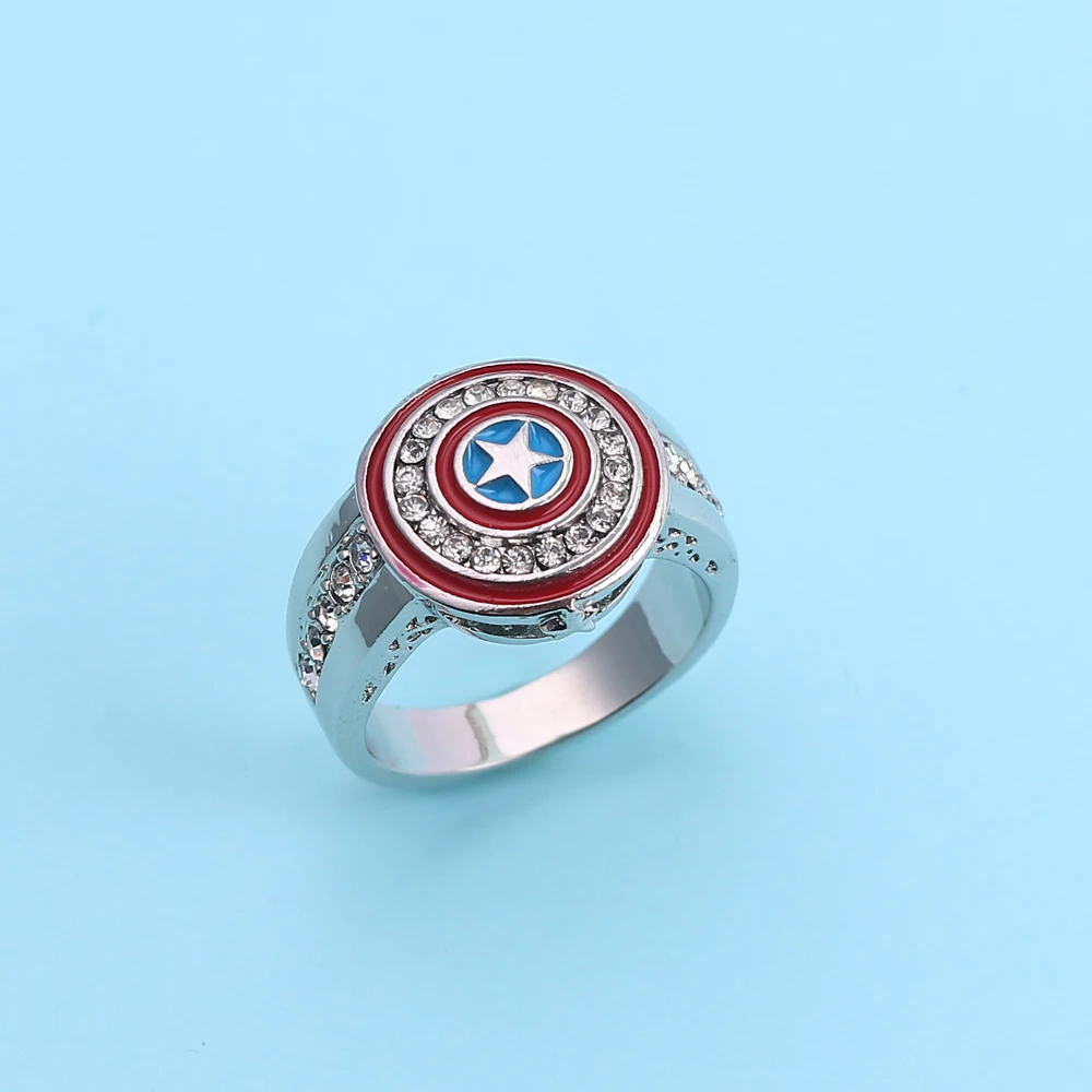 Superhero Captain America Steve Rogers Shield Ring Marvel Cosplay ...